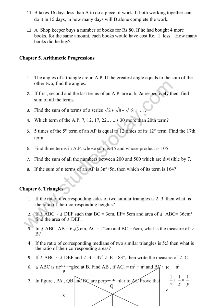 CBSE Class 10 Maths HOTs Question Bank Set C CBSE Class 10 Maths HOTs Question Bank Set C